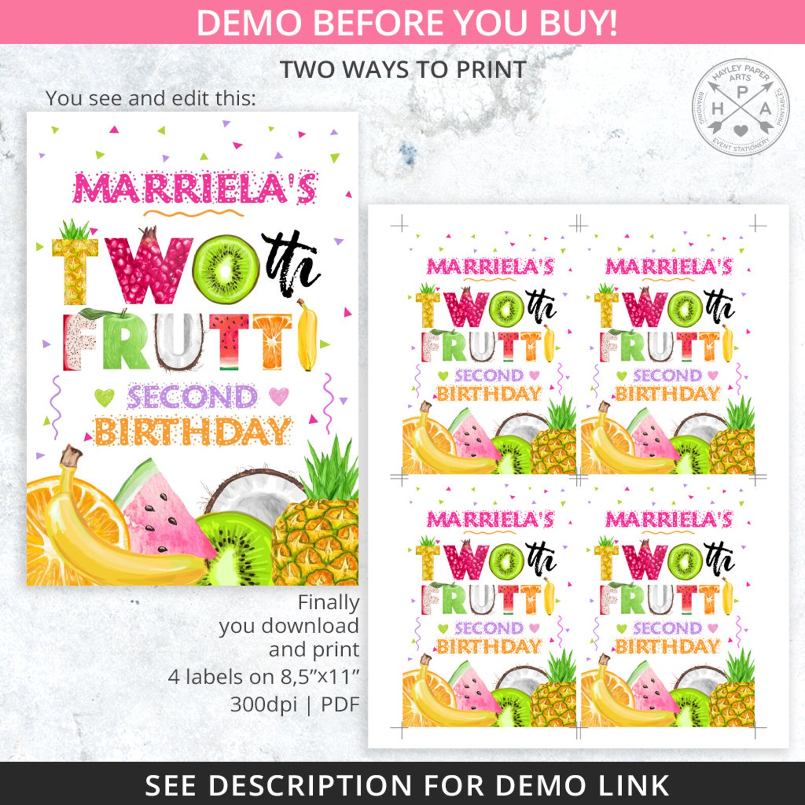 Twotti Frutti Juice Bag Label, Juice Bag Sticker, Drink Pouch, Tropical ...