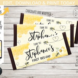 Bee Chocolate Bar Wrapper Birthday Bee-ing Celebration Party Any Age ...