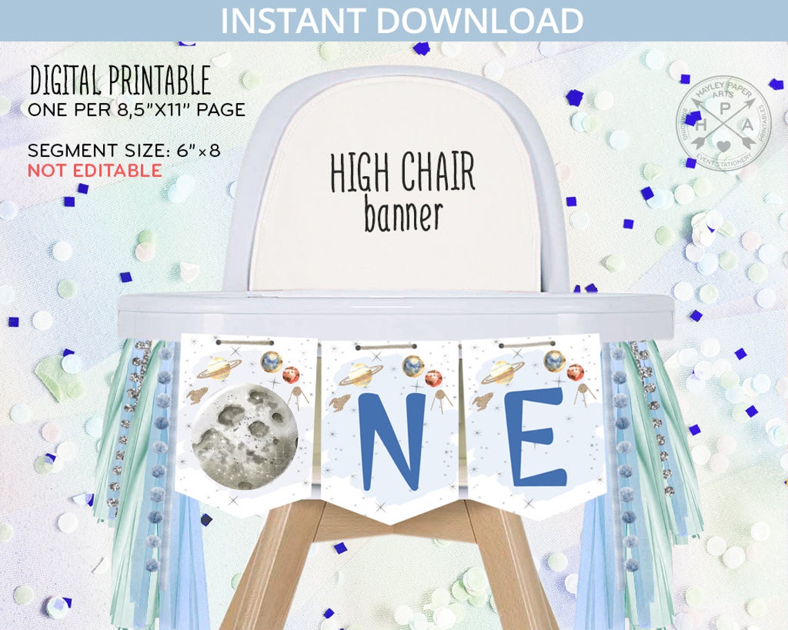 Outer Space High Chair ONE Banner Around the Sun to the Moon - Etsy