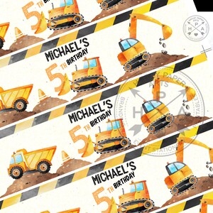 Construction Birthday Water Bottle Label Traffic Road Party. Yellow ...