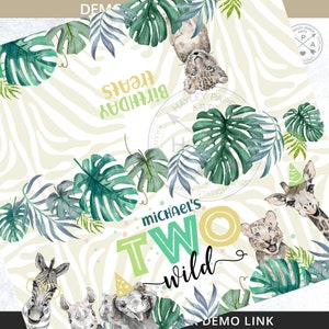 Safari Jungle Two Wild Treat Bag Topper Label Animals Treats Candy ...