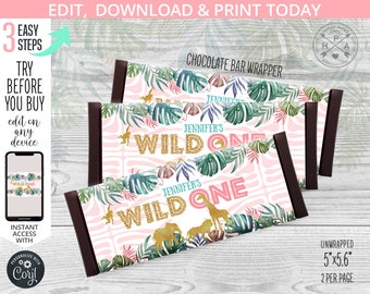 Candy Bar Wrapper Printable Personalized Jungle Zoo Safari - Etsy