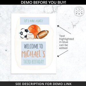 All Sports Balls Welcome Sign Sports Let's Have a Basketball Birthday ...