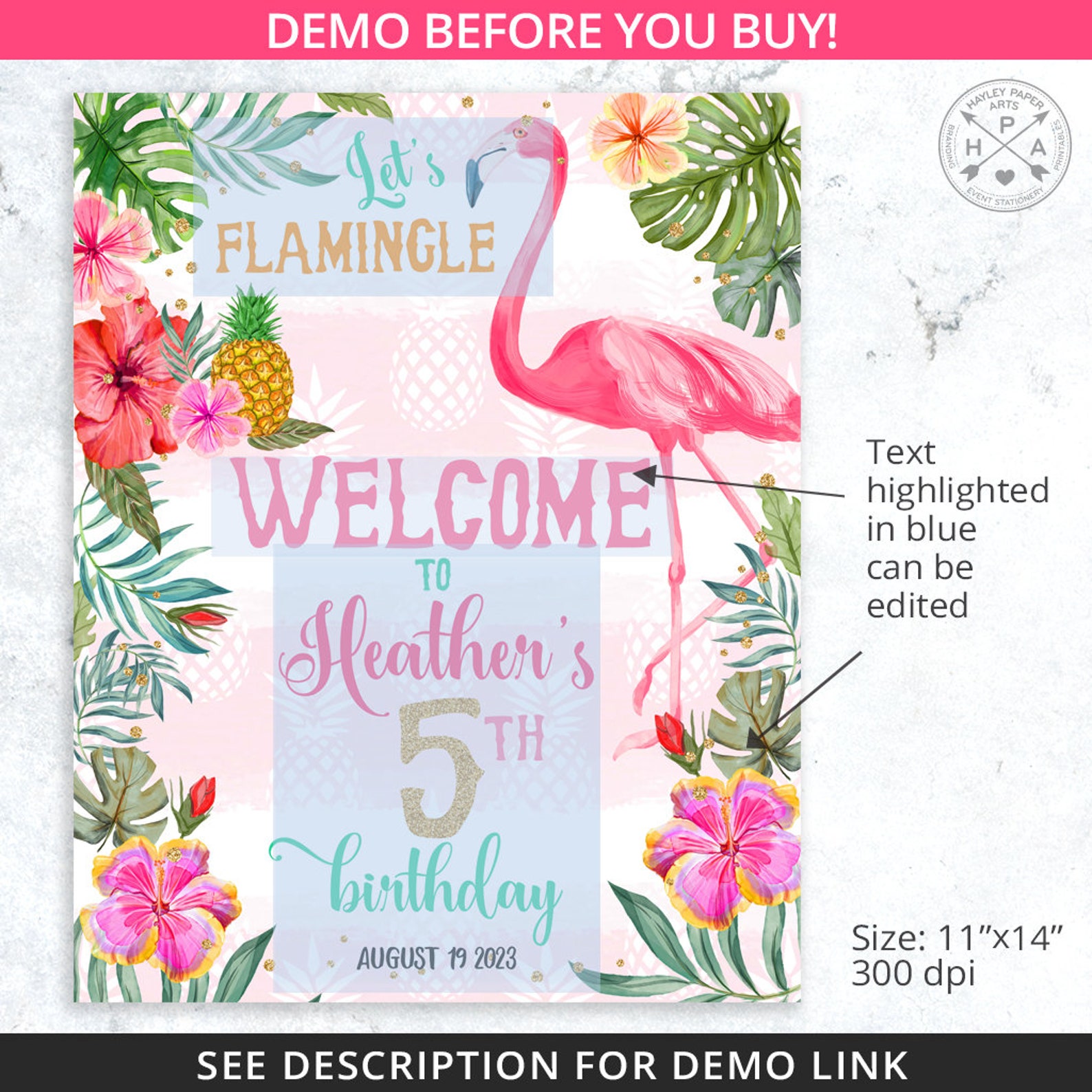 Flamingo Welcome Sign 11x14 Any Age Birthday Board. Let's Flamingle ...