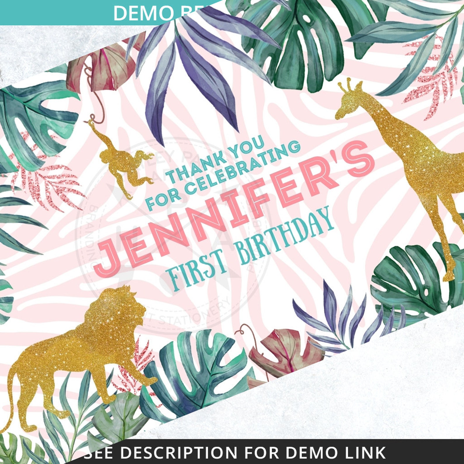 EDITABLE Jungle Gift Box Labels Guest Name Tags. Handle Favor | Etsy