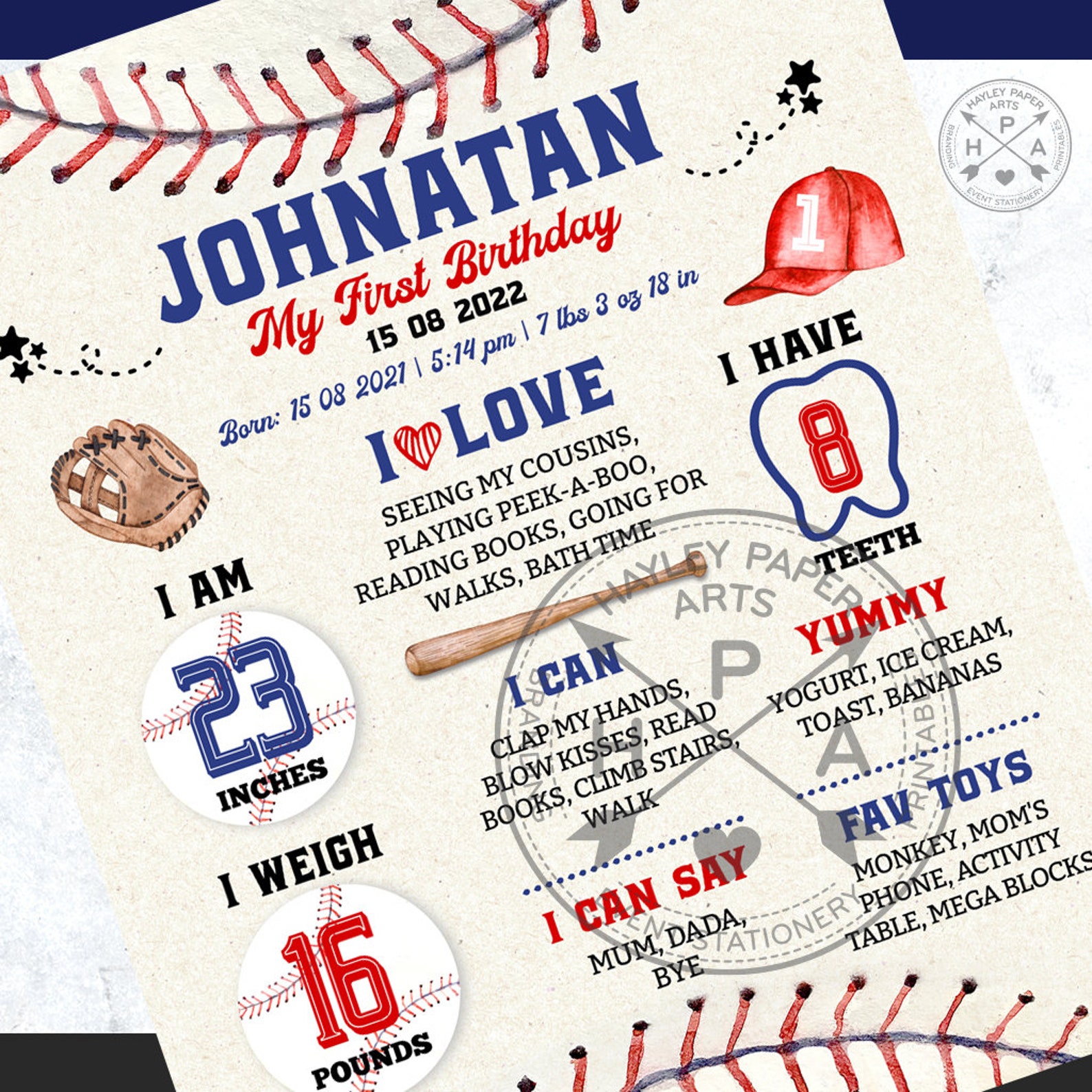 Baseball 1st Birthday Stats Milestone Poster Sign. Little - Etsy