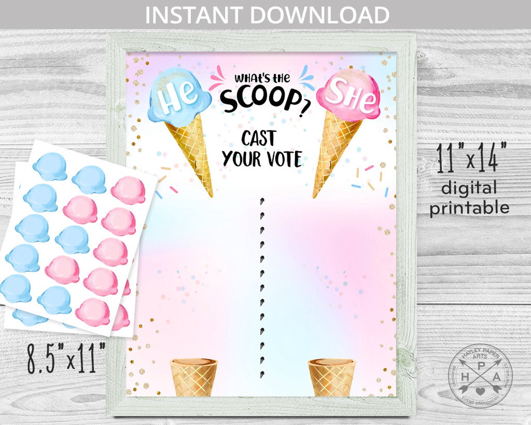 Ice Cream Gender Reveal Baby Shower What's the Scoop He or She Cast ...