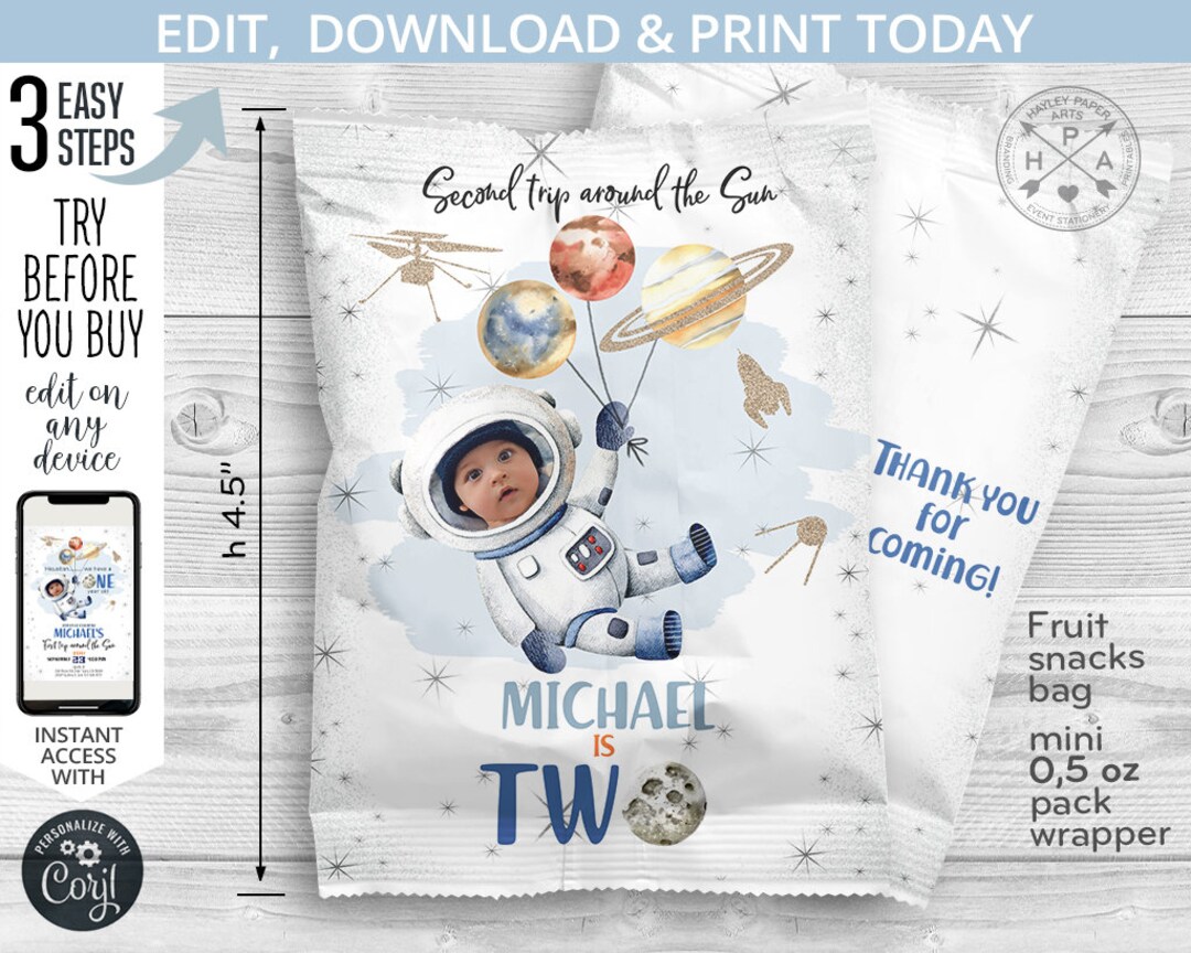 Outer Space Fruit Snacks Bag Second Trip Around the Sun TWO the Moon ...