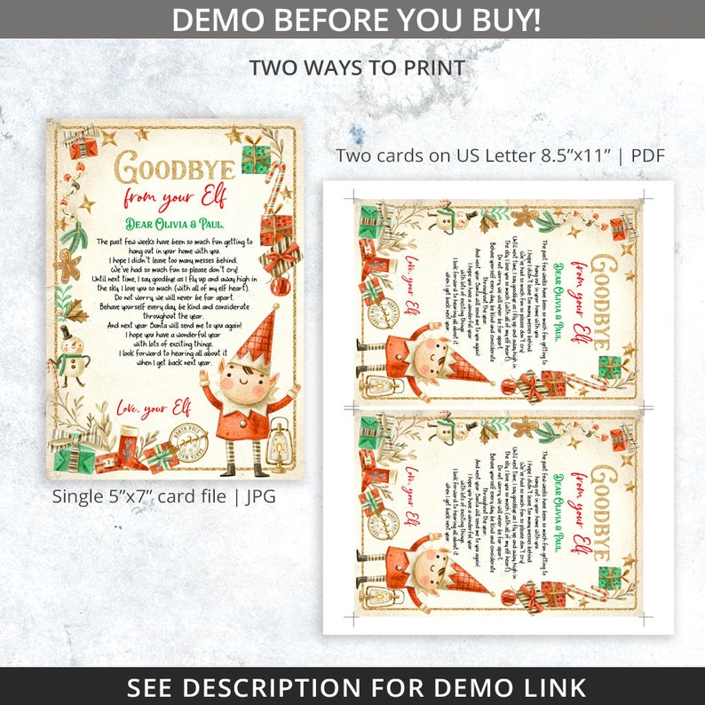 Elf Goodbye Letter. Elf Farewell Letter. Elves Christmas Card. - Etsy