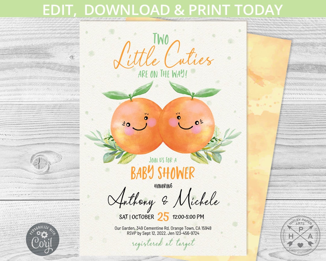 Little Cuties Baby Shower Invitation, Twins Two Little Cuties is on the ...