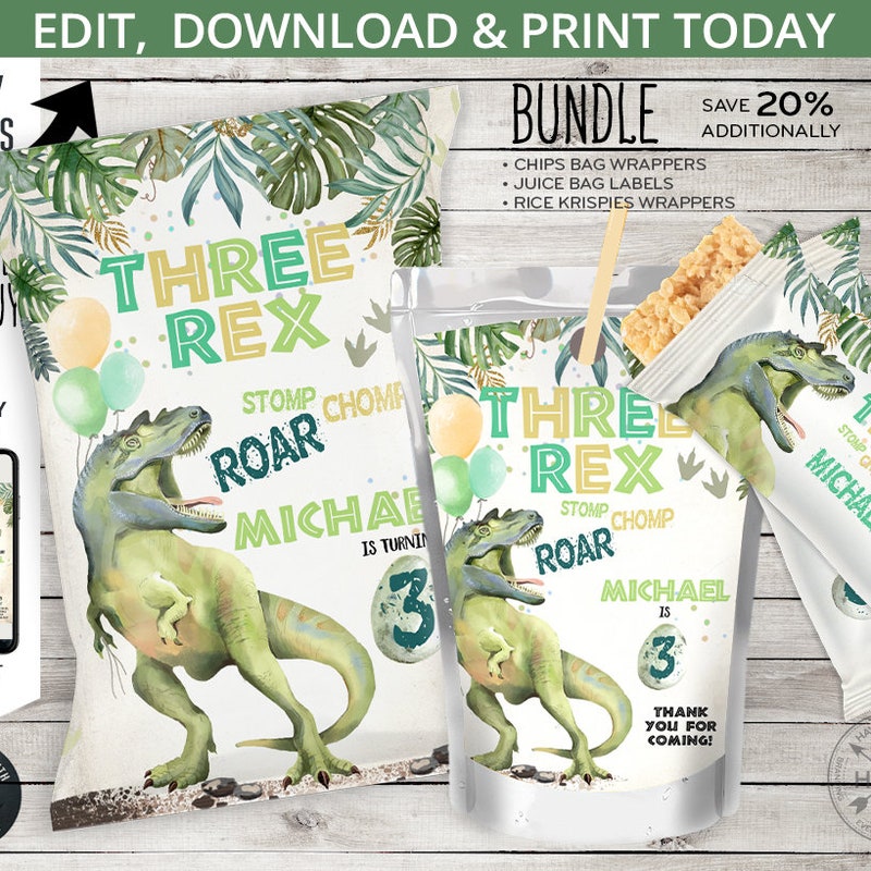 Three Rex Party - Etsy