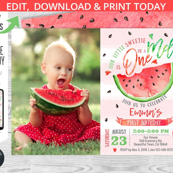 Watermelon Invitation - Etsy