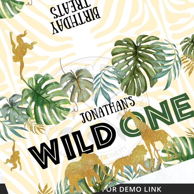 Jungle Wild One Treat Bag Topper Label Safari Animals Treats | Etsy
