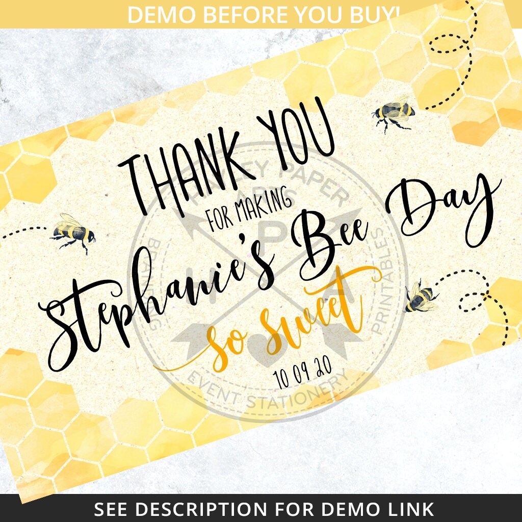 Bee Day Any Age Gable Gift Box Labels and Tags. Bee Honey Comb Sweet ...
