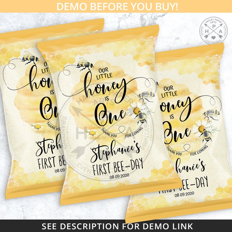 Bee Snacks Bag Chip Treat Bags Honey Bee One Favor Chips - Etsy