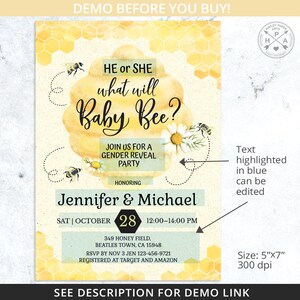 BUNDLE Bee Invitation Party Pack, Welcome Sign, Raffle Cards, Bottle ...