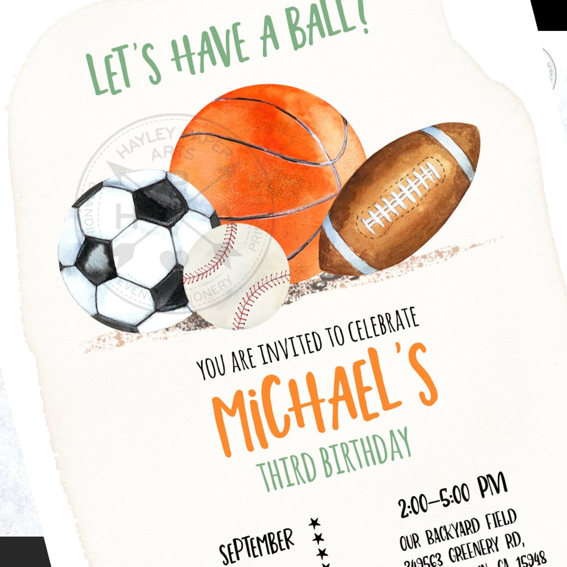Let's Have a Ball Sports Birthday Invitation Balls All Stars Boy Party ...