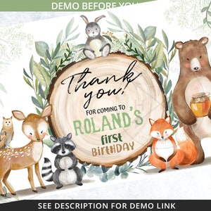 Woodland Animals Greenery Birthday Gable Gift Box Labels and Tags ...