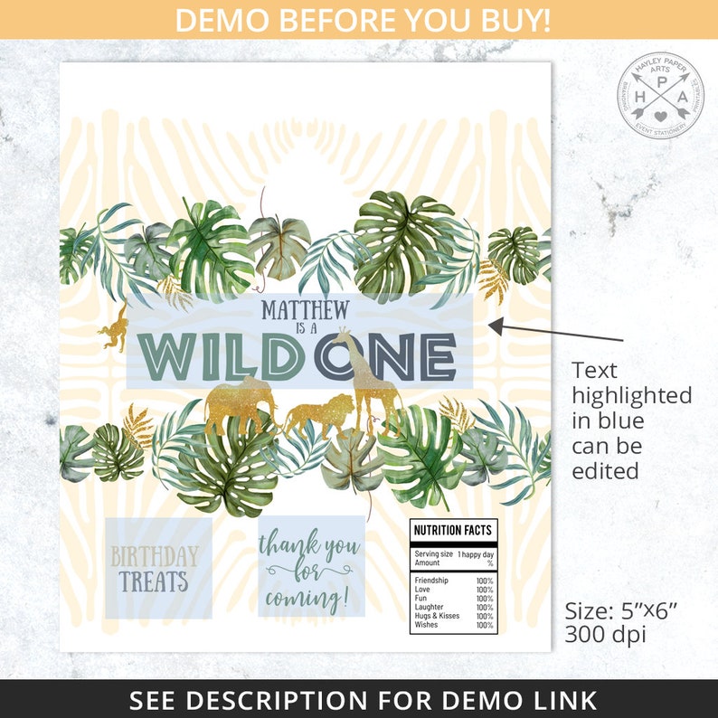 MEGA BUNDLE Jungle Safari Wild One Birthday Party Pack, Chips Bags ...