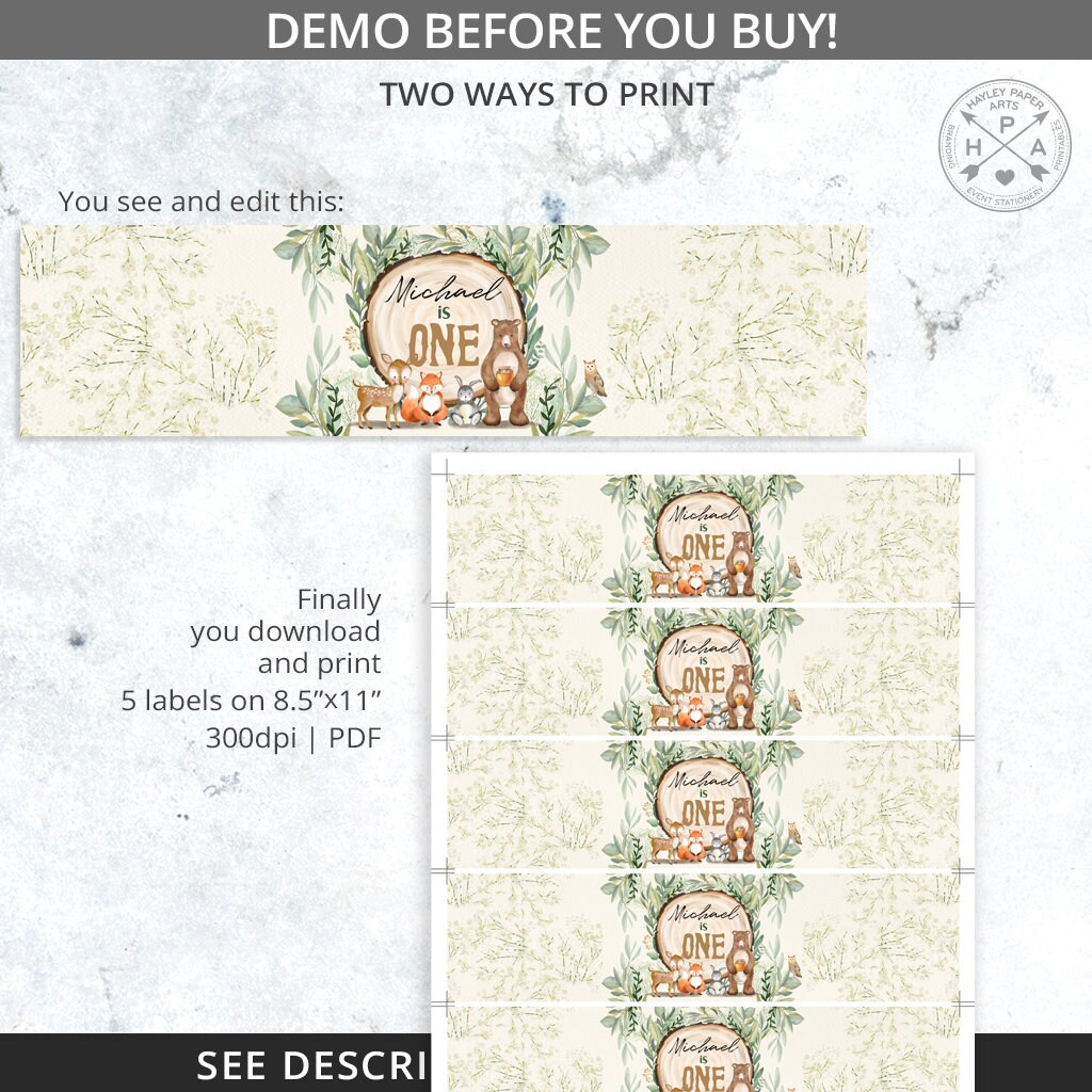 BUNDLE Woodland Animals Chips Bag Juice Bags Water Bottle - Etsy