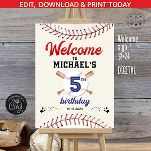 Baseball Welcome Sign 18x24. Baseball Party Entrance Sign Any Age First ...
