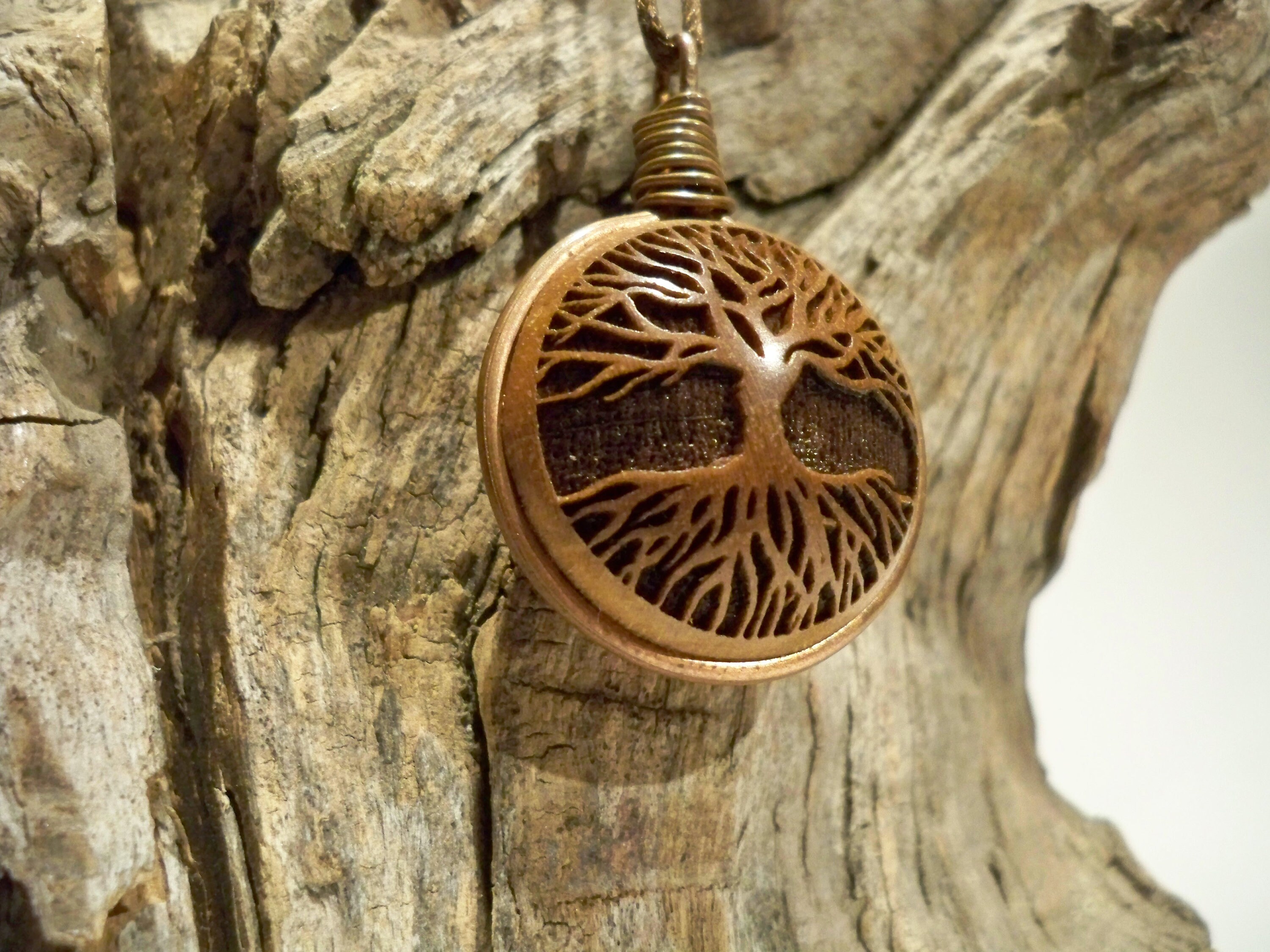 Wooden pendant. walnut wood copper ring Made to order wood | Etsy
