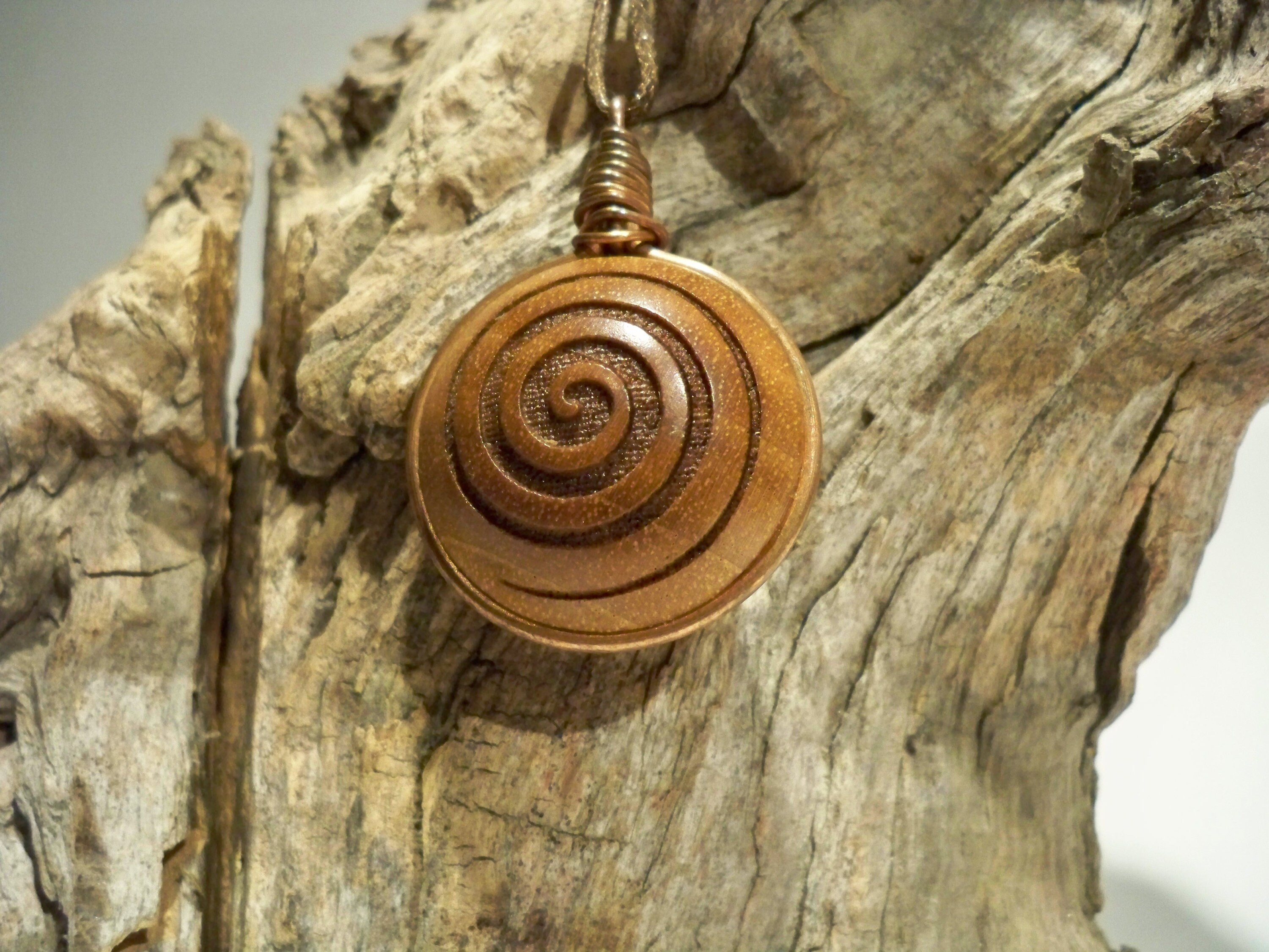 Wooden Pendant. Walnut Wood Copper Ring Made to Order Wood | Etsy