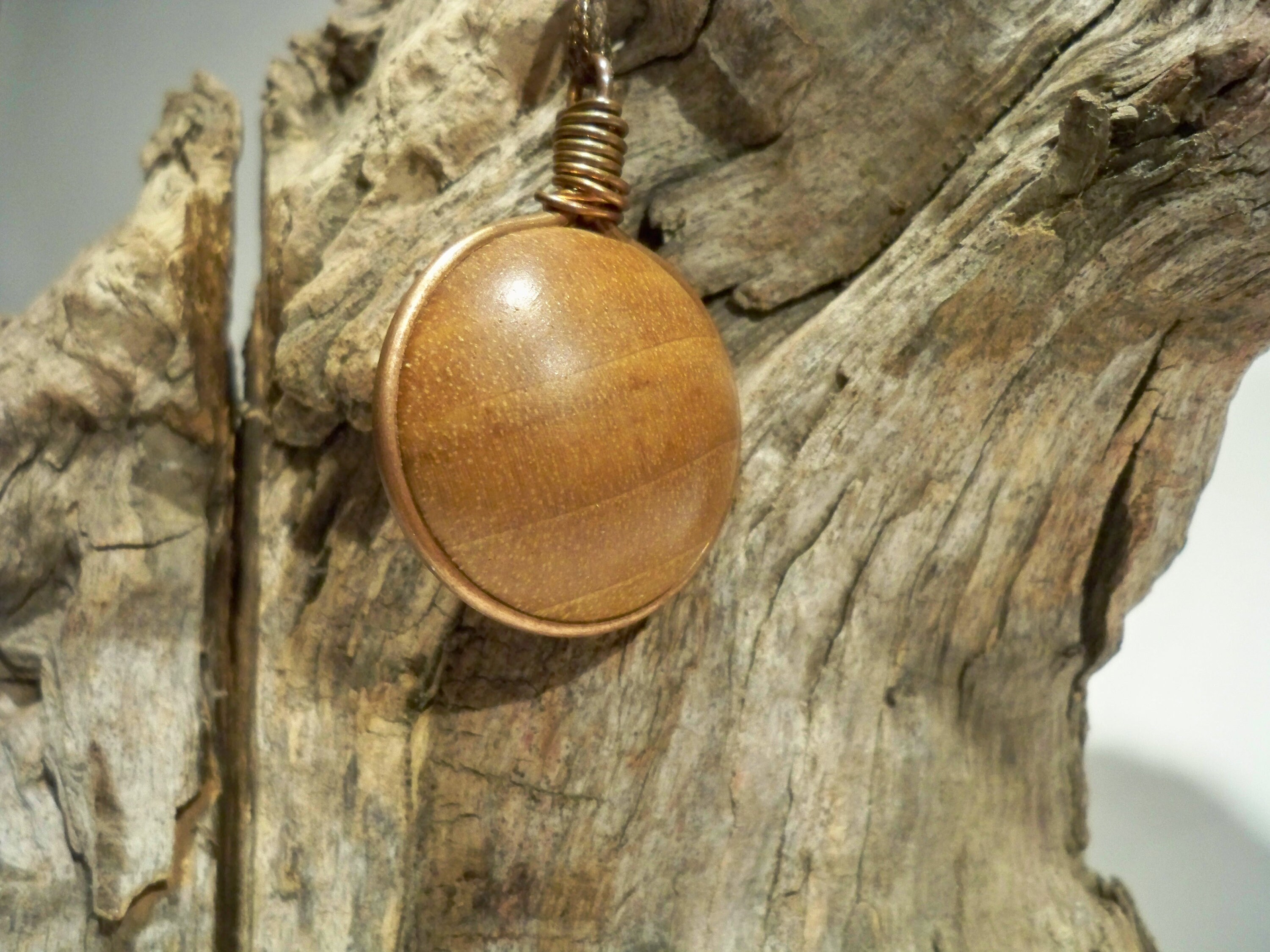 Wooden Pendant. Walnut Wood Copper Ring Made to Order Wood | Etsy
