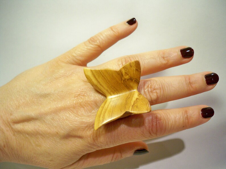 Wooden Ring Olive Wood Animal Ring Butterfly Ring Unique | Etsy