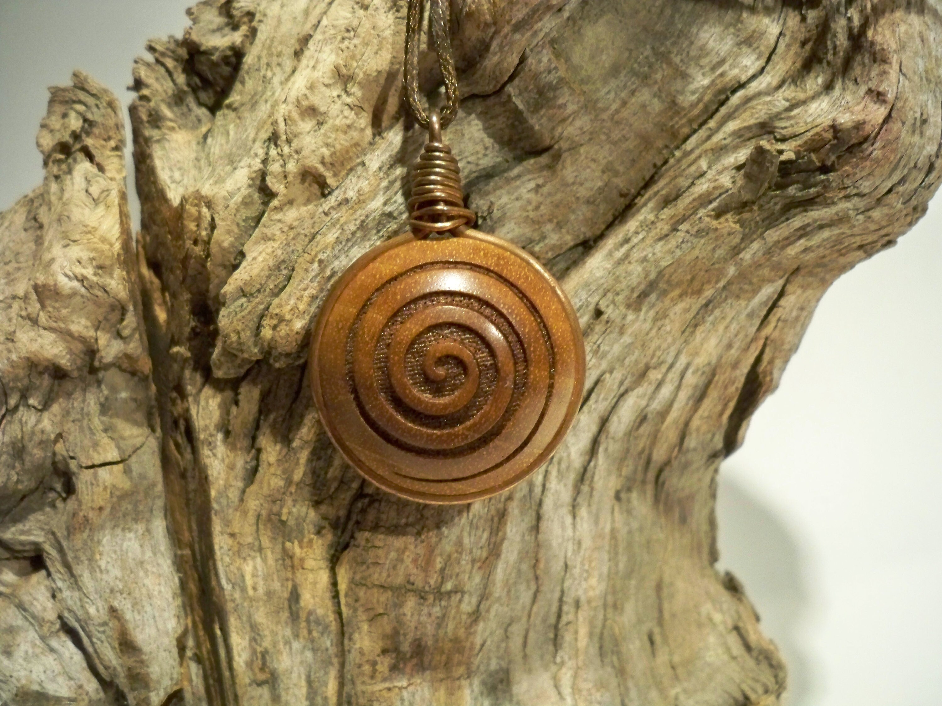 Wooden Pendant. Walnut Wood Copper Ring Made to Order Wood | Etsy