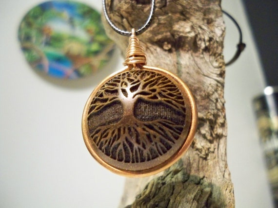 Wooden Pendant. Walnut Wood Copper Ring Made to Order Wood - Etsy