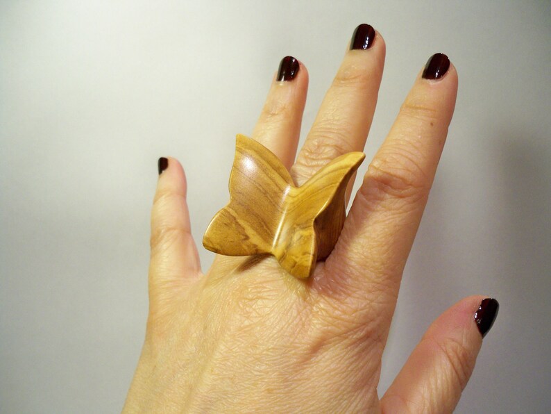 Wooden Ring Olive Wood Animal Ring Butterfly Ring Unique | Etsy