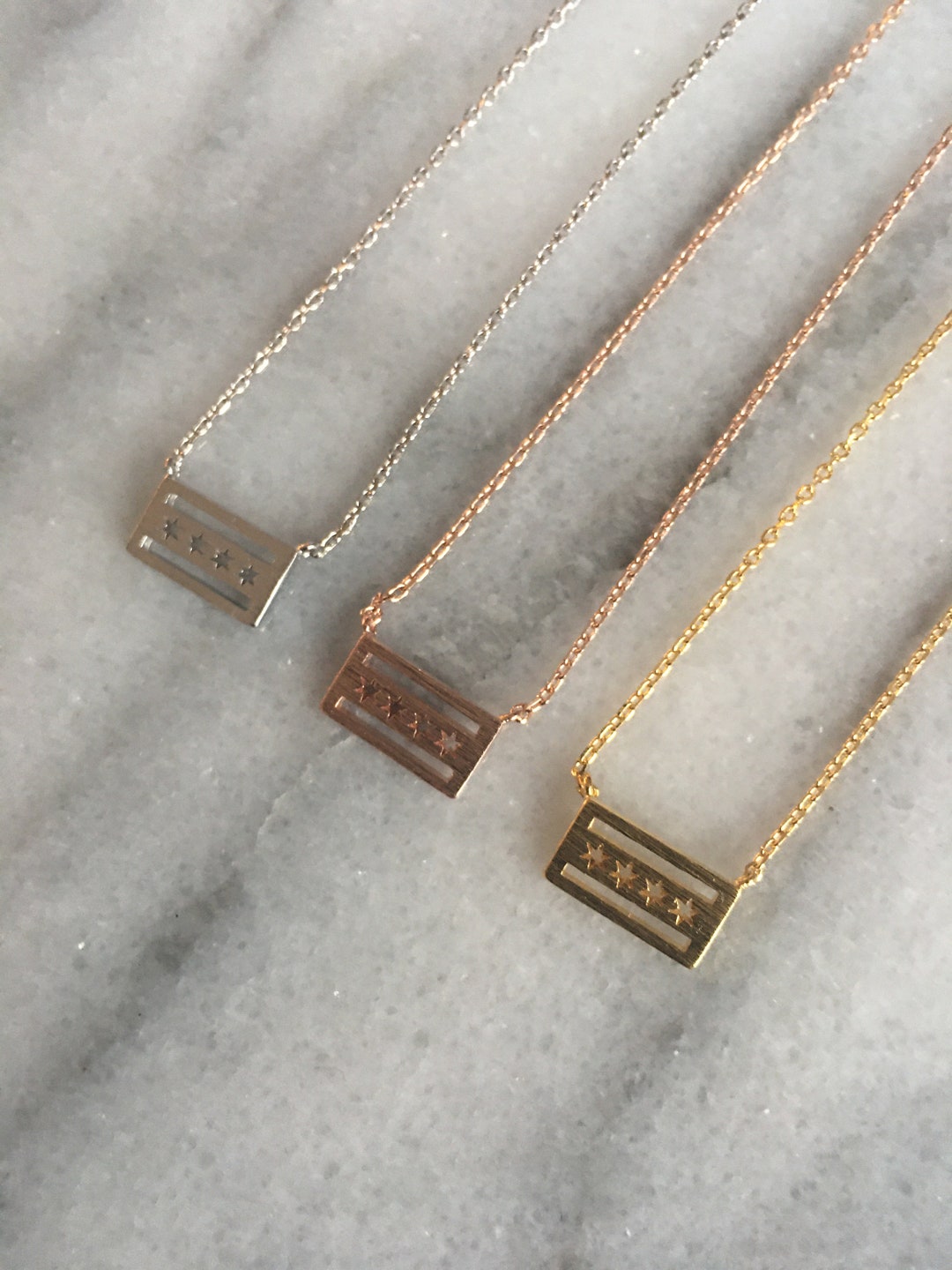 Chicago Flag Necklace, Tiny Chicago Flag Necklace, Mini Chicago Flag ...
