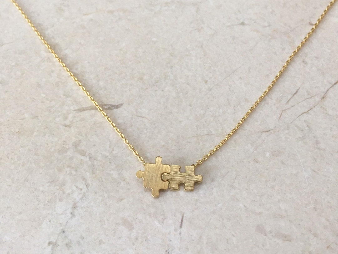 Gold Puzzle Piece Necklace, Puzzle Jewelry, Connection and ...
