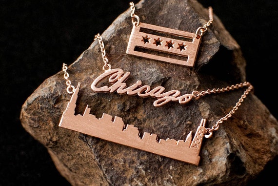 Chicago Necklace Chicago Gift Chicago Chicago Flag | Etsy