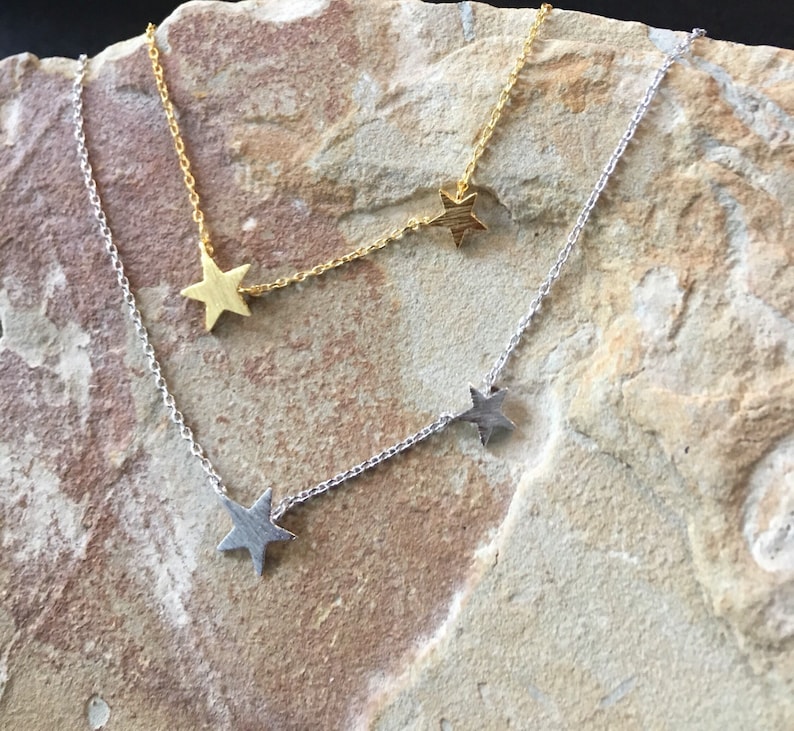 Double Star Necklace, Star Necklace, Star Charm Necklace, Superstar ...