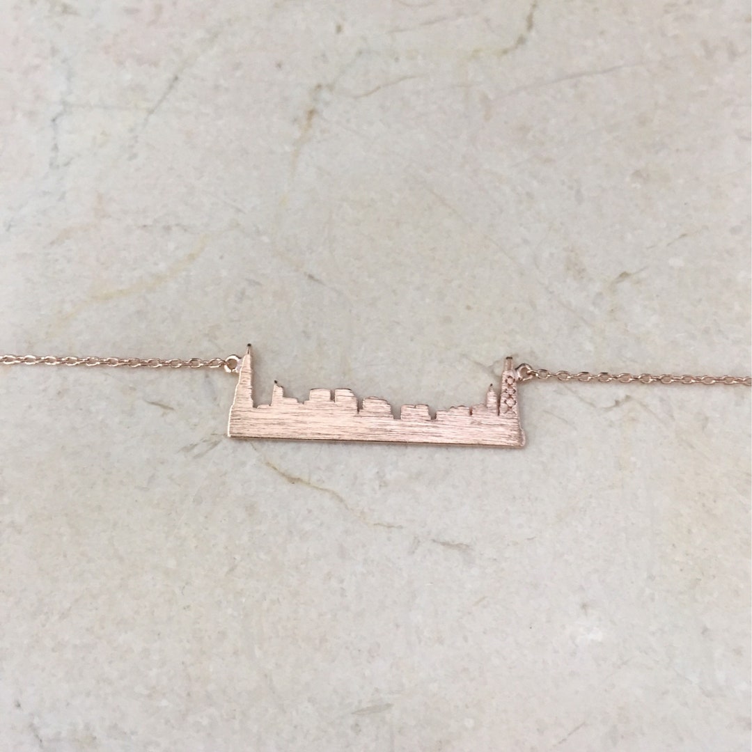 Chicago Necklace, Chicago Skyline Necklace, Rose Gold Chicago Skyline ...