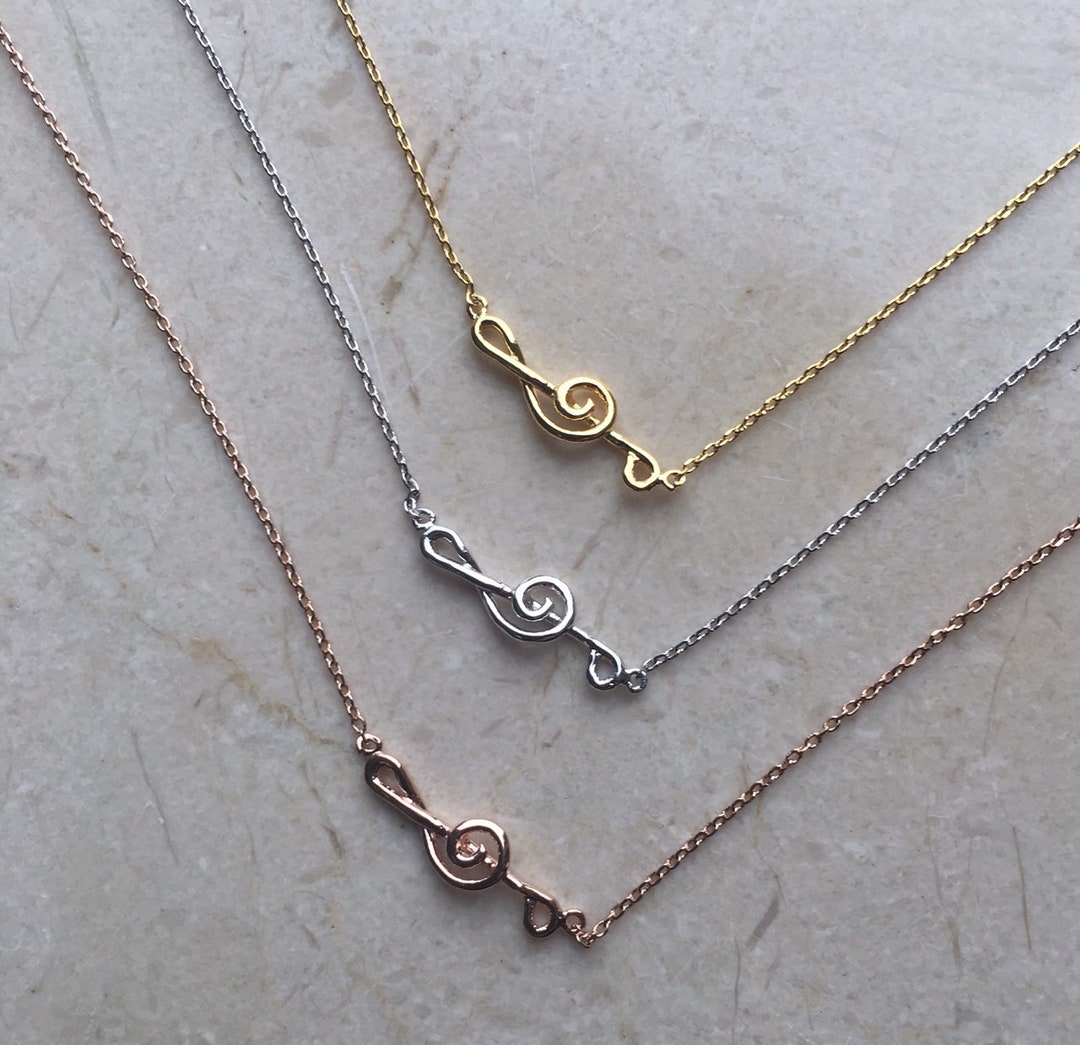 Treble Clef Necklace, Music Lover Necklace, Musical Note Necklace ...