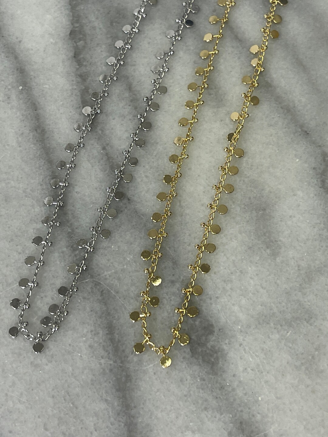 Coin Disc Necklace, Floating Disc Necklace, Paddle Disc Necklace, Boho ...