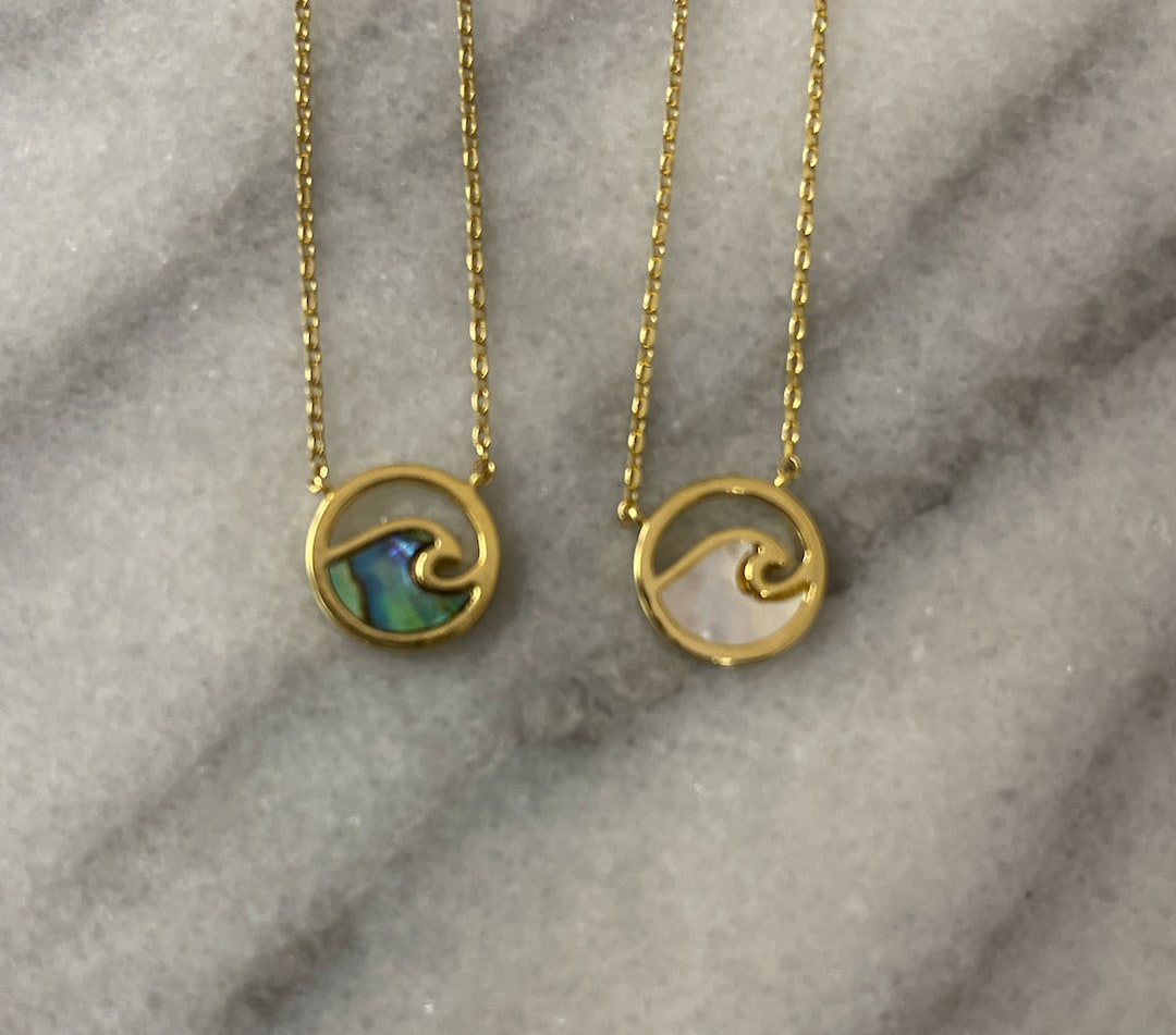 Ocean Wave Necklace, Surfer Girl, Go With the Wave Necklace, Beach ...
