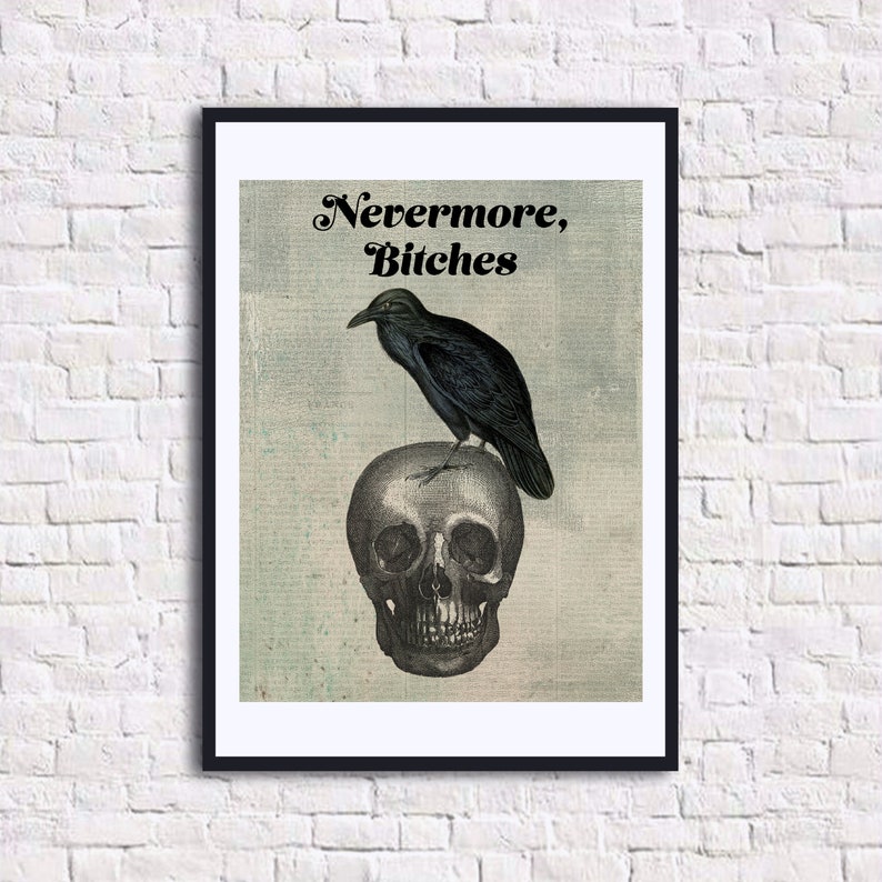 Nevermore The Raven Halloween Decor Printable Quote Wall Art Etsy