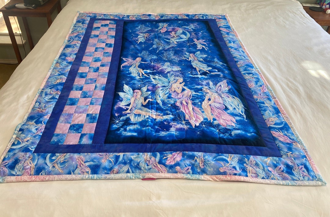 Throw Quilt, Fairy Quilt, Girls Throw, Young Girls Quilt, Throw Blanket, Soft Minky Back, Pink ...