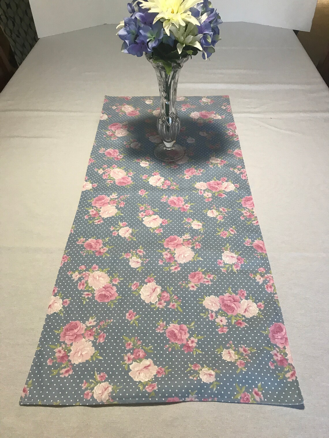Table Runner Blue Table Runner Floral Blue Floral Table | Etsy