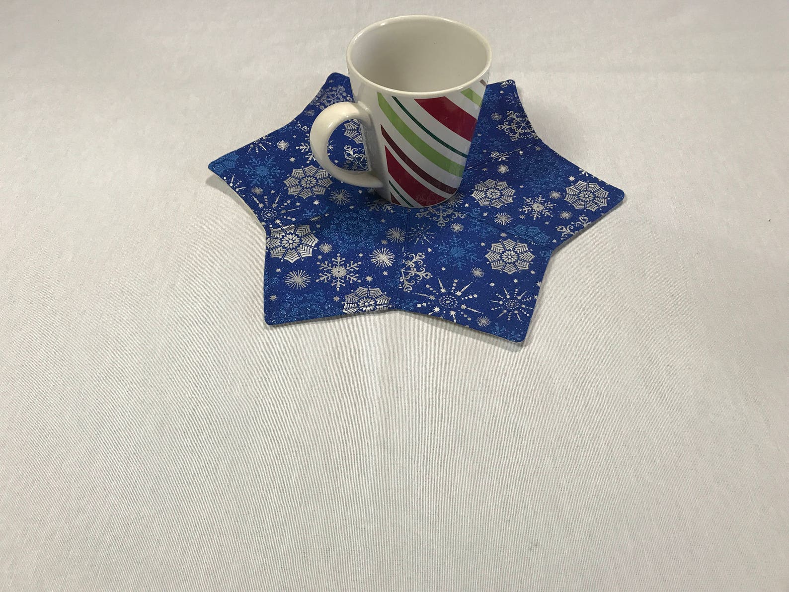 Blue Mug Rugs Silver Snowflakes Winter Mug Rugs Blue Drink - Etsy