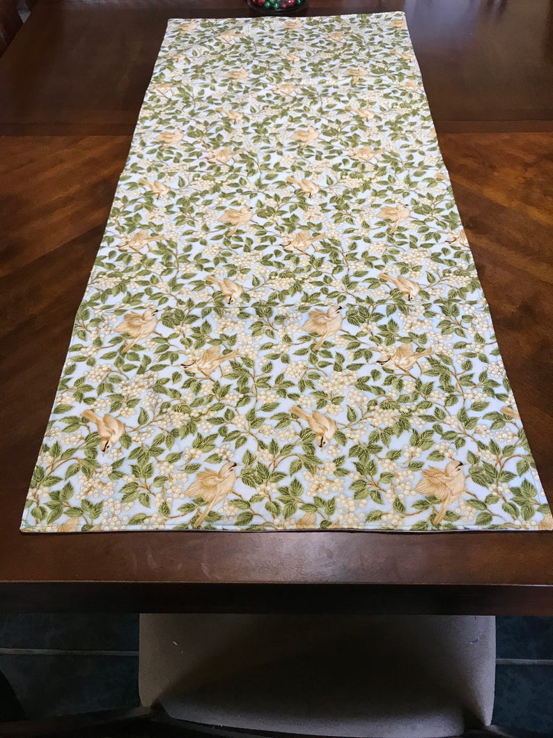 Blue Green Table Runner, Blue Table Runner, Green Leaf Table Runner ...