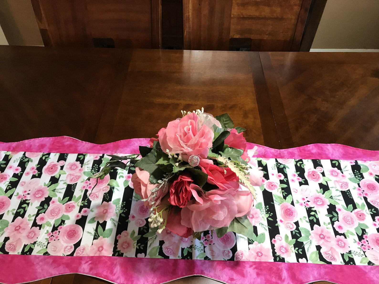 Pink Table Runner, Pink Runner, Pink Rose Runner, Rose Table Runner ...