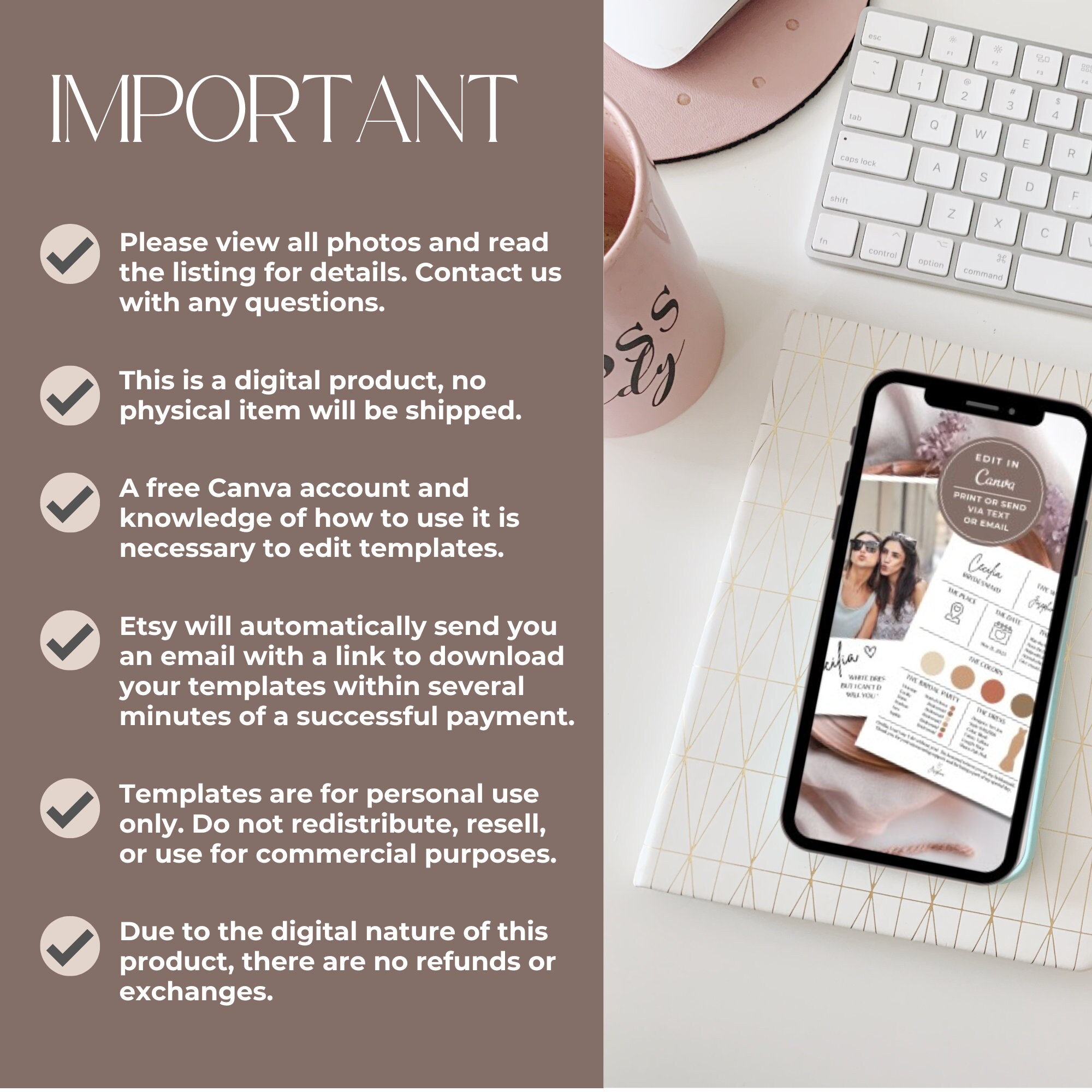 Canva Editable Bridesmaid Info Card Template Canva Template - Etsy