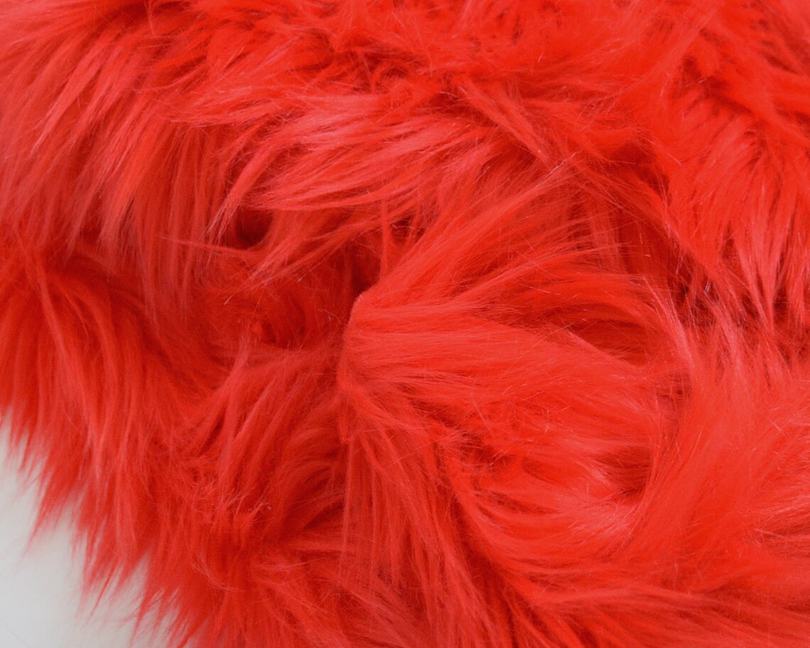 Red Fur Fabric in Craft Squares Bright Red Fur Fabric Bright | Etsy