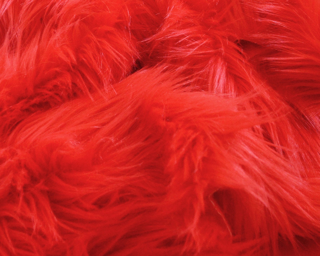 Red Fur Fabric in Craft Squares Bright Red Fur Fabric Bright | Etsy