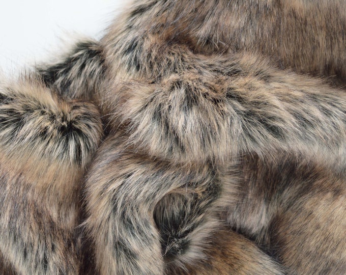 Dire Wolf Faux Fur in Craft Size Squares Luxuriously Plush Fur in Taupe ...